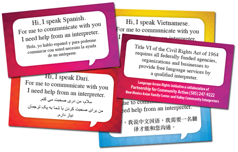 I Speak cards , part of the New Mexico Language Access Rights ...